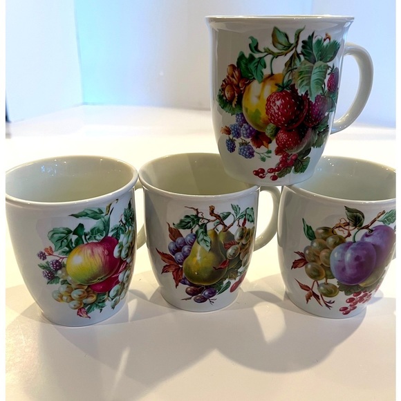 Naaman Israel | Kitchen | Naaman Fine Porcelain Fruit Embellished Mugs ...